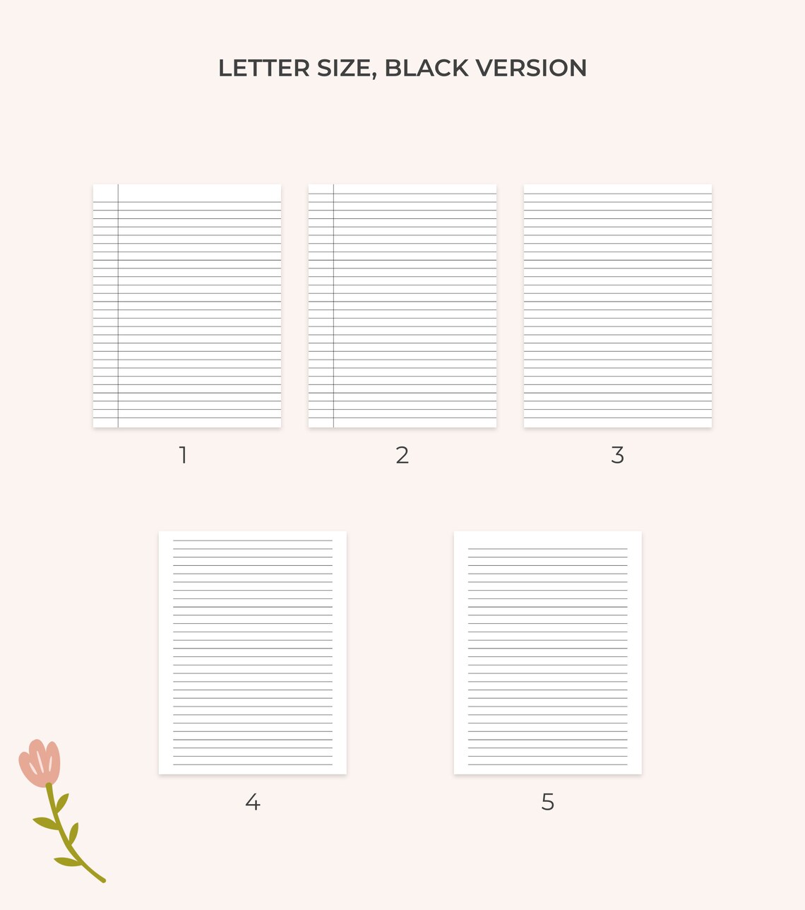 40 Printable Lined Paper PDF | A4, US Letter Size | Note Paper Template ...