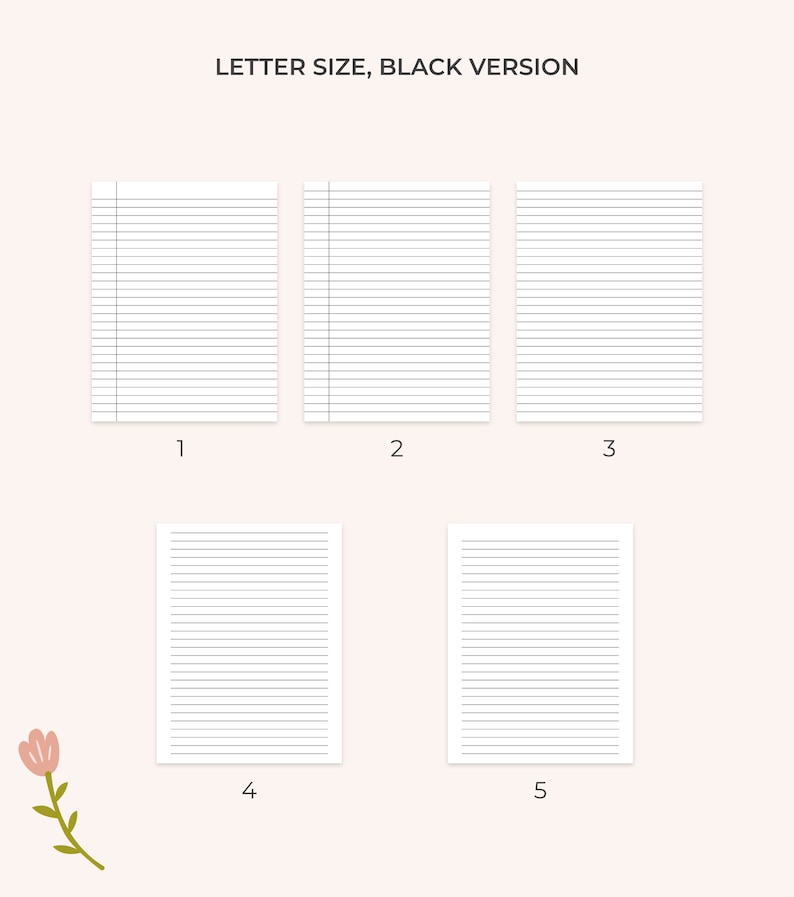 40 Printable Lined Paper PDF | A4, US Letter Size | Note Paper Template ...