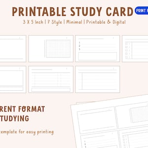 Printable & Digital Notecards for Studying Study Note Tracker Index ...