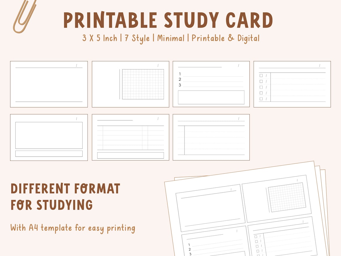 Printable & Digital Notecards for Studying Study Note - Etsy