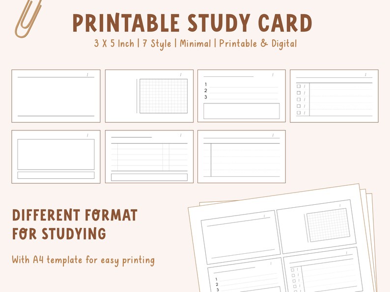 Printable & Digital Notecards for Studying Study Note - Etsy