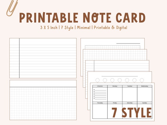 Printable & Digital Notecards for Studying Index Cards - Etsy