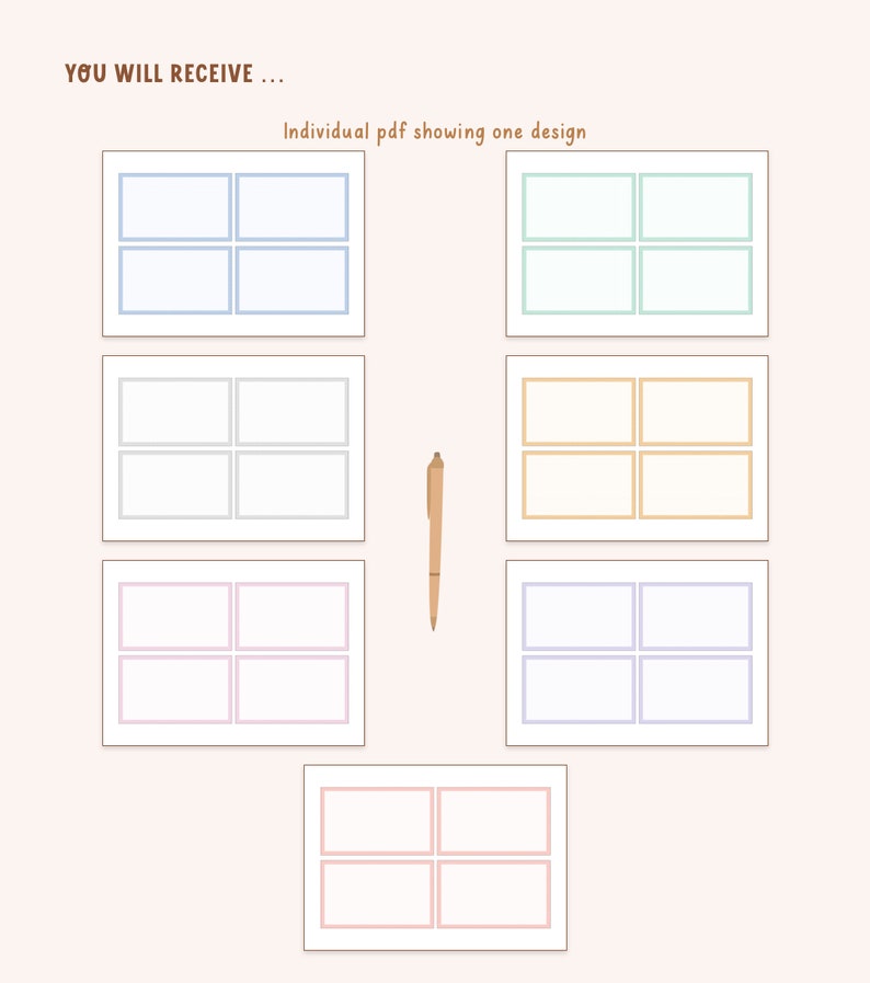 24 Pdfs A4 Printable Grid Notecards for Studying Colour - Etsy