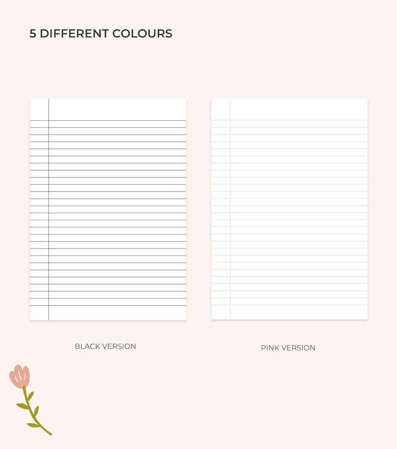 40 Printable Lined Paper PDF | A4, US Letter Size | Note Paper Template ...