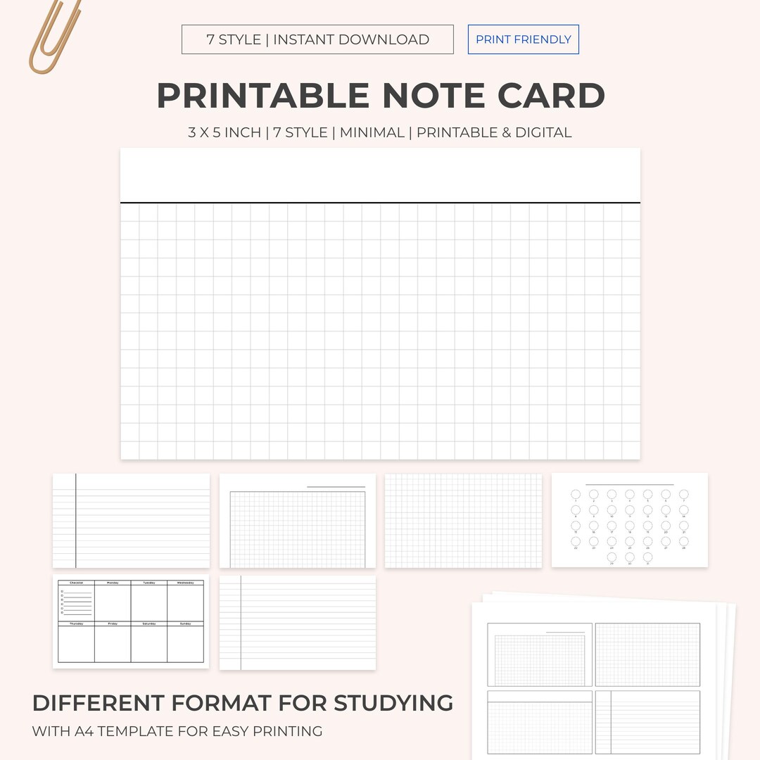 Printable & Digital Notecards for Studying | Index Cards | Study Cards ...