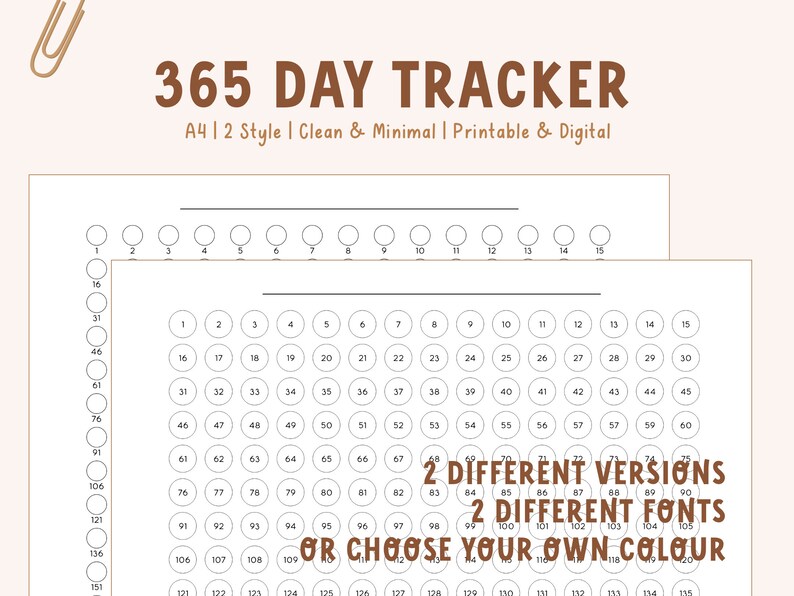 Printable A4 365 Daily Challenge Daily & Monthly Tracker - Etsy