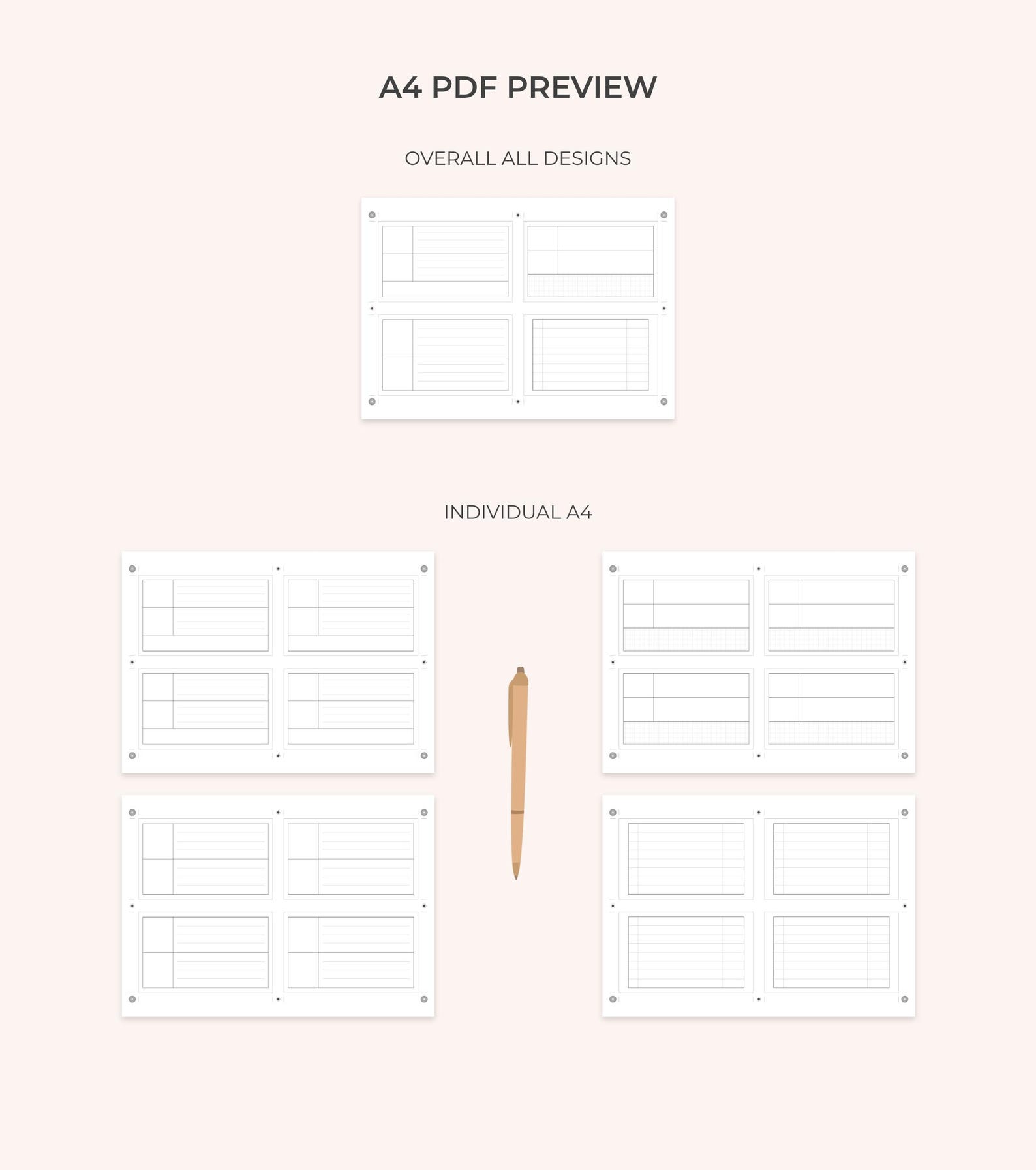 A4 Printable Note-taking Notecards for Studying | 5x3 | Study Note ...