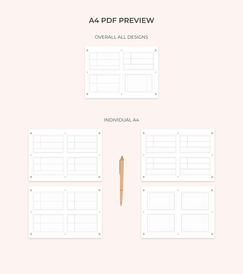 A4 Printable Note-taking Notecards for Studying | 5x3 | Study Note ...
