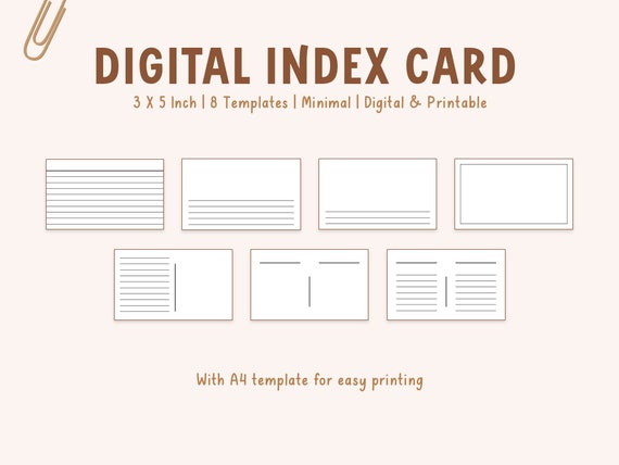 Printable & Digital Notecards for Studying Index Cards - Etsy