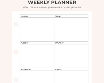 Minimalist Weekly Schedule Planner A4 - Etsy
