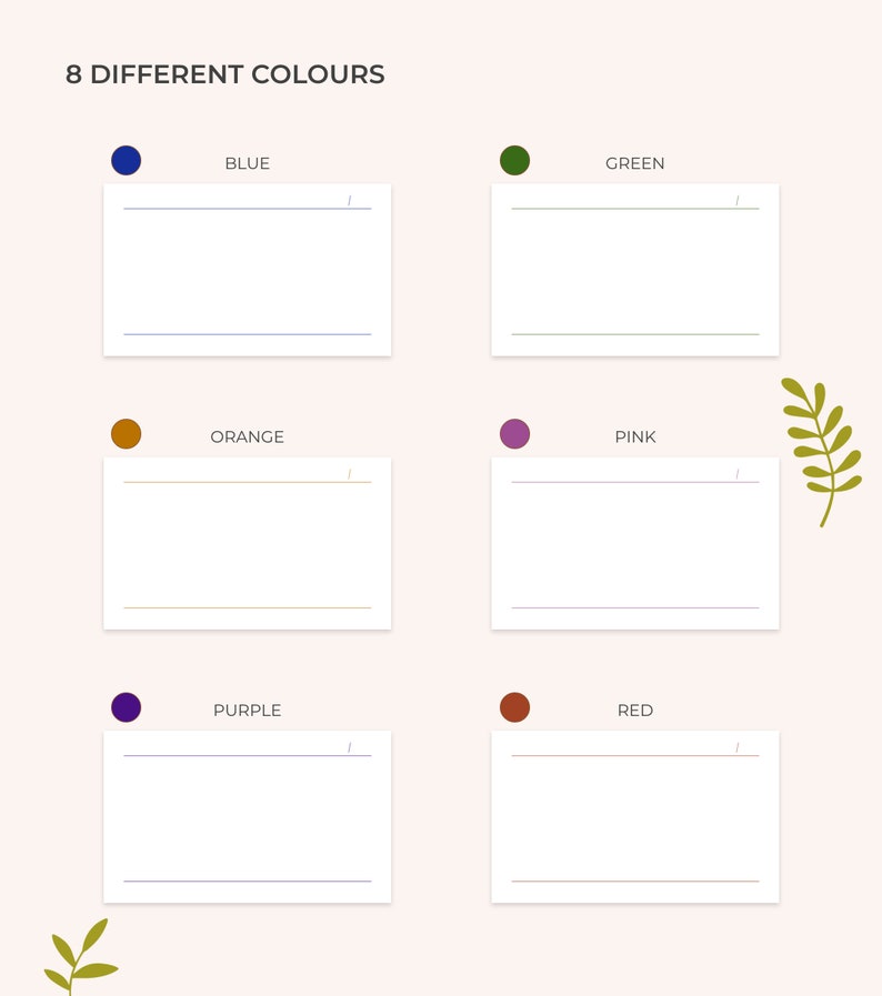 Printable & Digital Rainbow Notecards for Studying | Design A | Study ...
