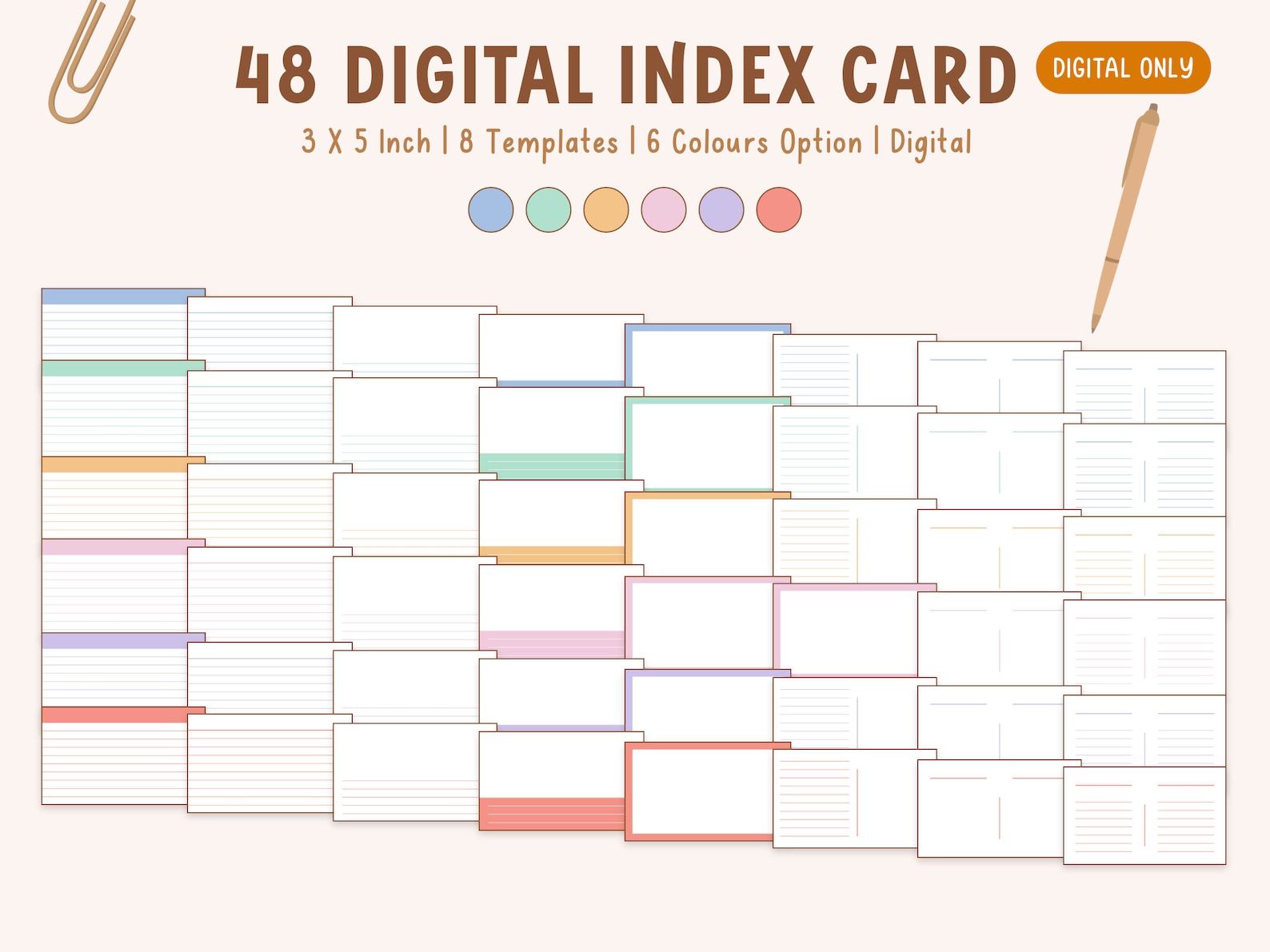 Digital Notecards for Studying Index Cards Study Cards - Etsy Canada