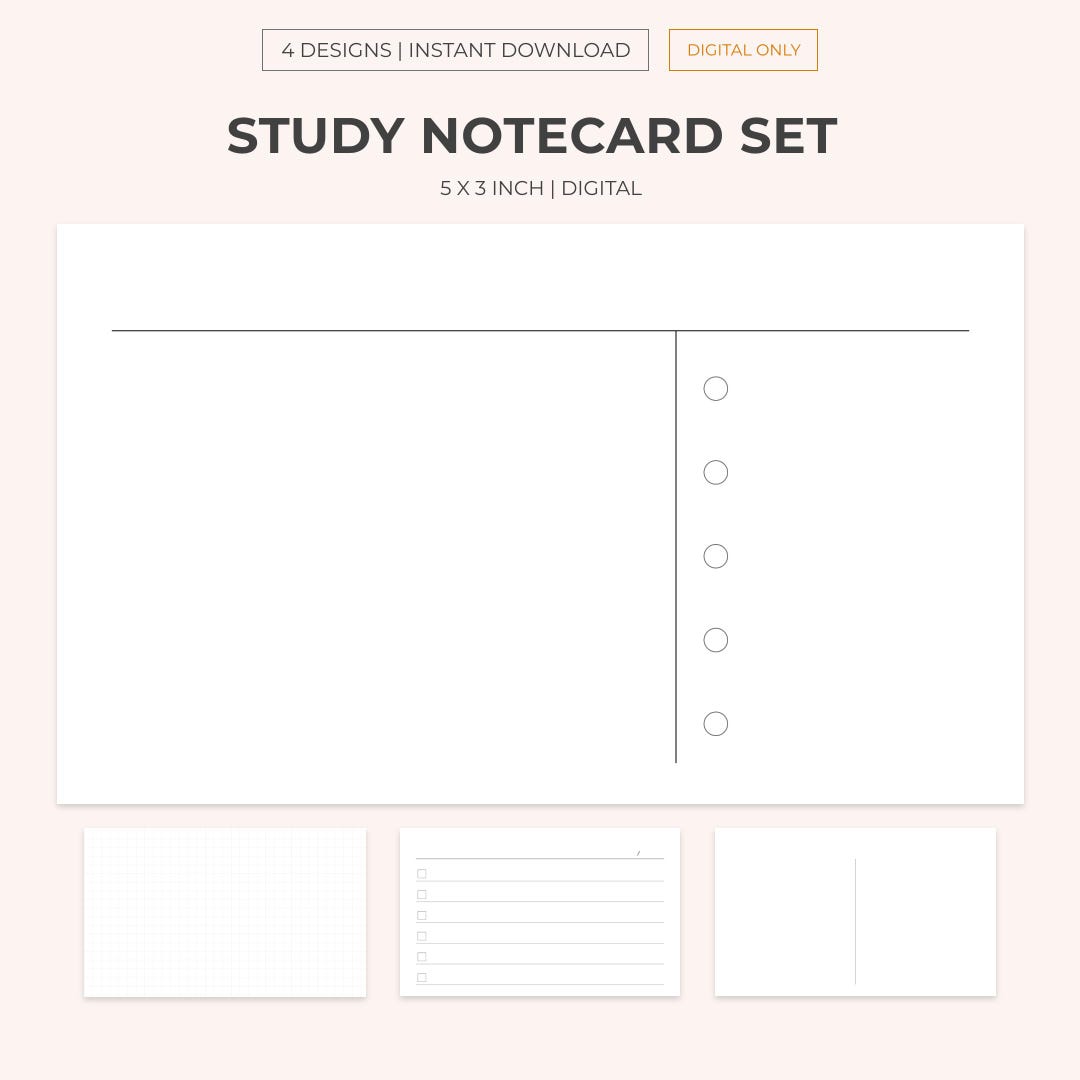 Study Note Card Set | Digital Notecards for Studying | Aesthetic Memo ...
