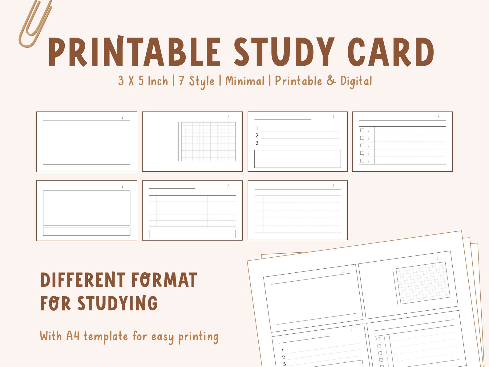Printable & Digital Notecards for Studying Study Note - Etsy