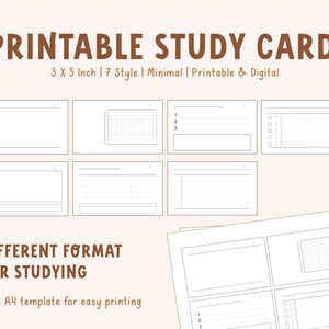 Printable & Digital Notecards for Studying Study Note - Etsy