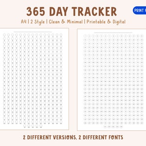 Printable A4 365 Daily Challenge Daily & Monthly Tracker Minimalist ...