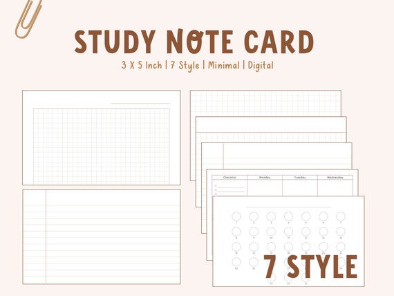 Digital Notecard for Studying Index Cards Study Cards - Etsy