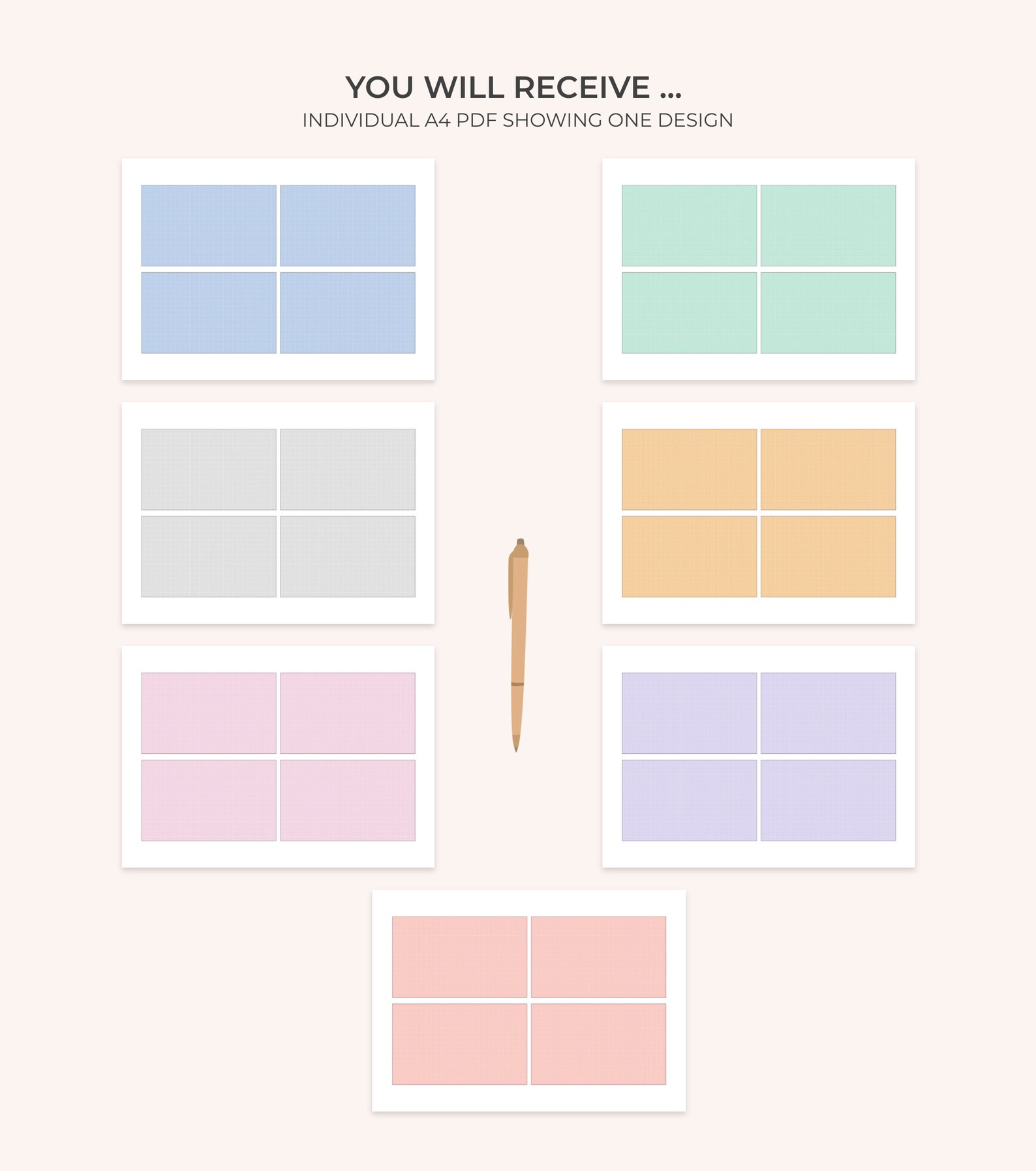 24 Pdfs A4 Printable Grid Notecards for Studying | Colour Index Cards ...