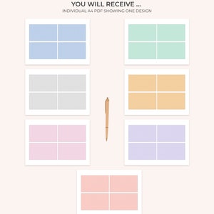 24 Pdfs A4 Printable Grid Notecards for Studying | Colour Index Cards ...