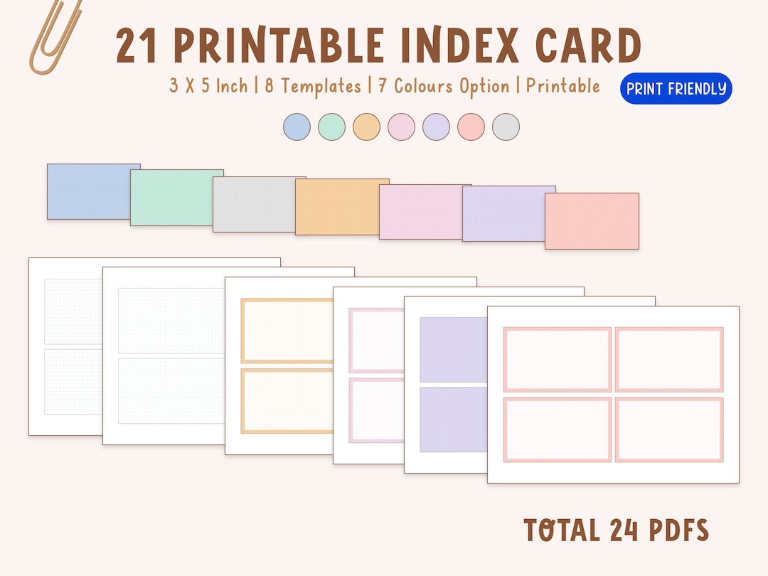 24 Pdfs A4 Printable Grid Notecards for Studying Colour - Etsy