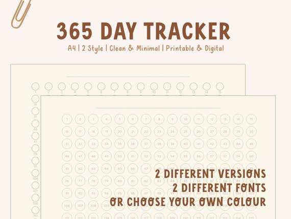 Printable A4 365 Tracker Habit Tracker Monthly Goal - Etsy