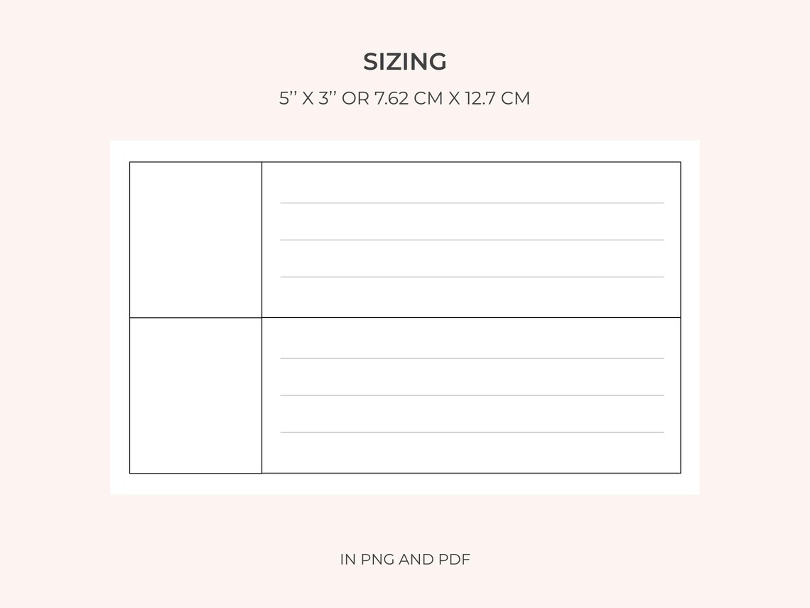 A4 Printable Note-taking Notecards for Studying | 5x3 | Study Note ...