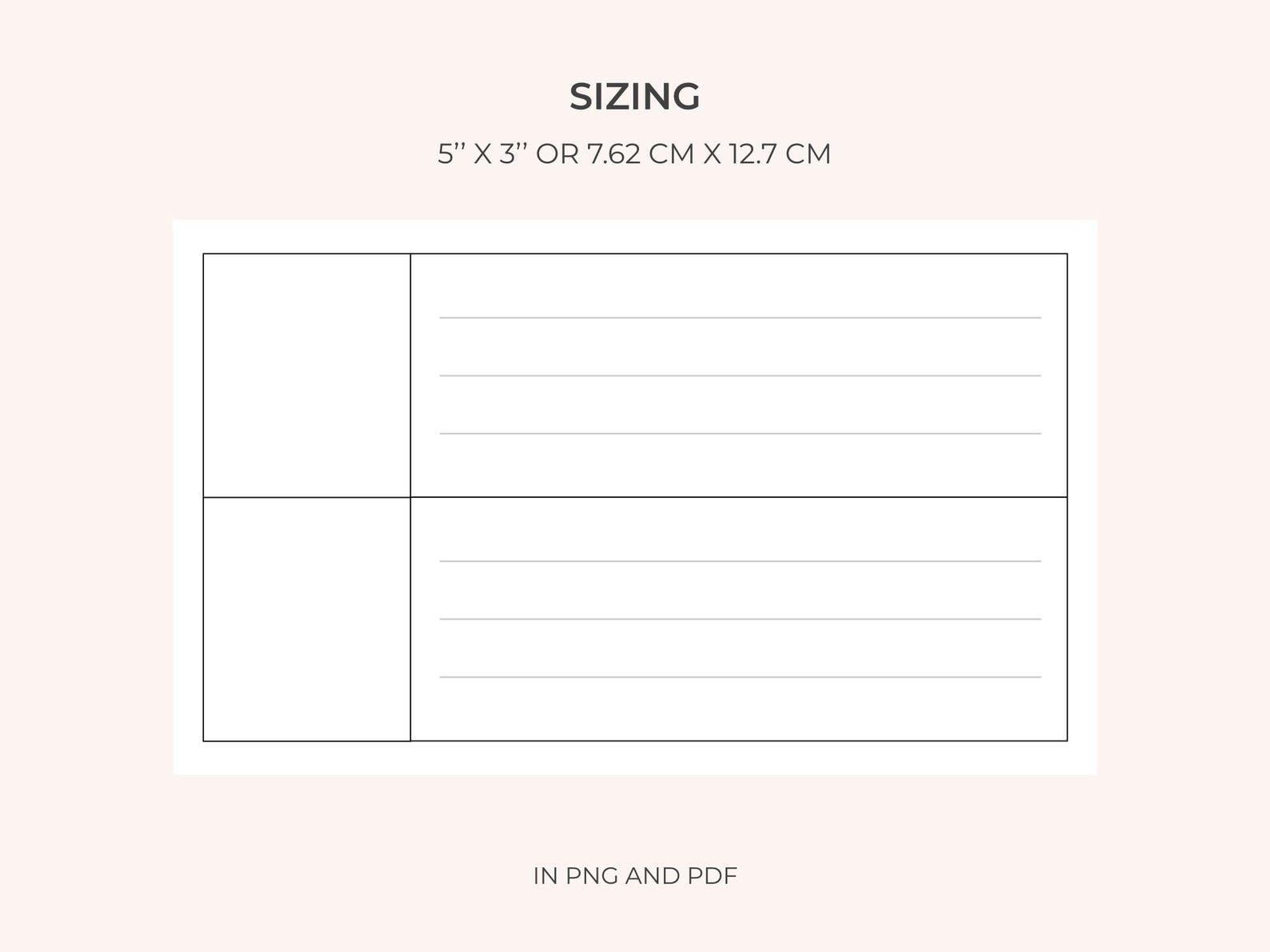 A4 Printable Note-taking Notecards for Studying | 5x3 | Study Note ...