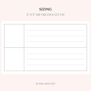 A4 Printable Note-taking Notecards for Studying | 5x3 | Study Note ...