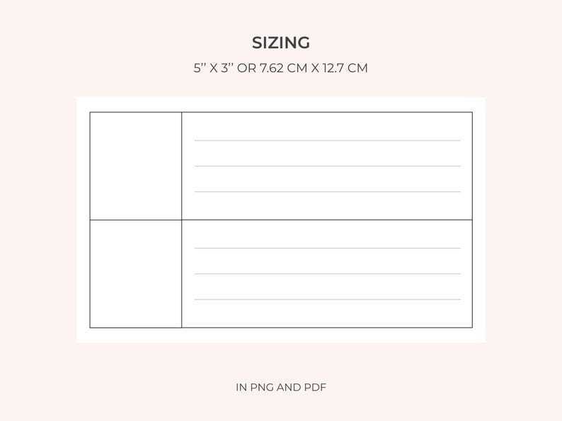 A4 Printable Note-taking Notecards for Studying | 5x3 | Study Note ...