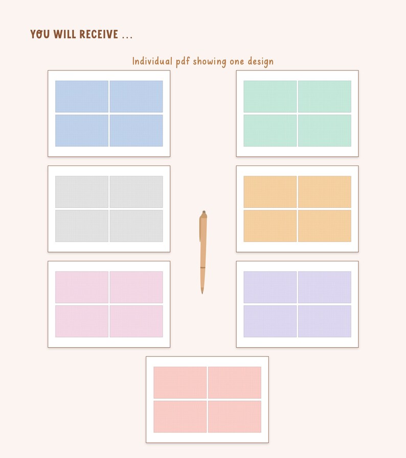 24 Pdfs A4 Printable Grid Notecards for Studying Colour - Etsy