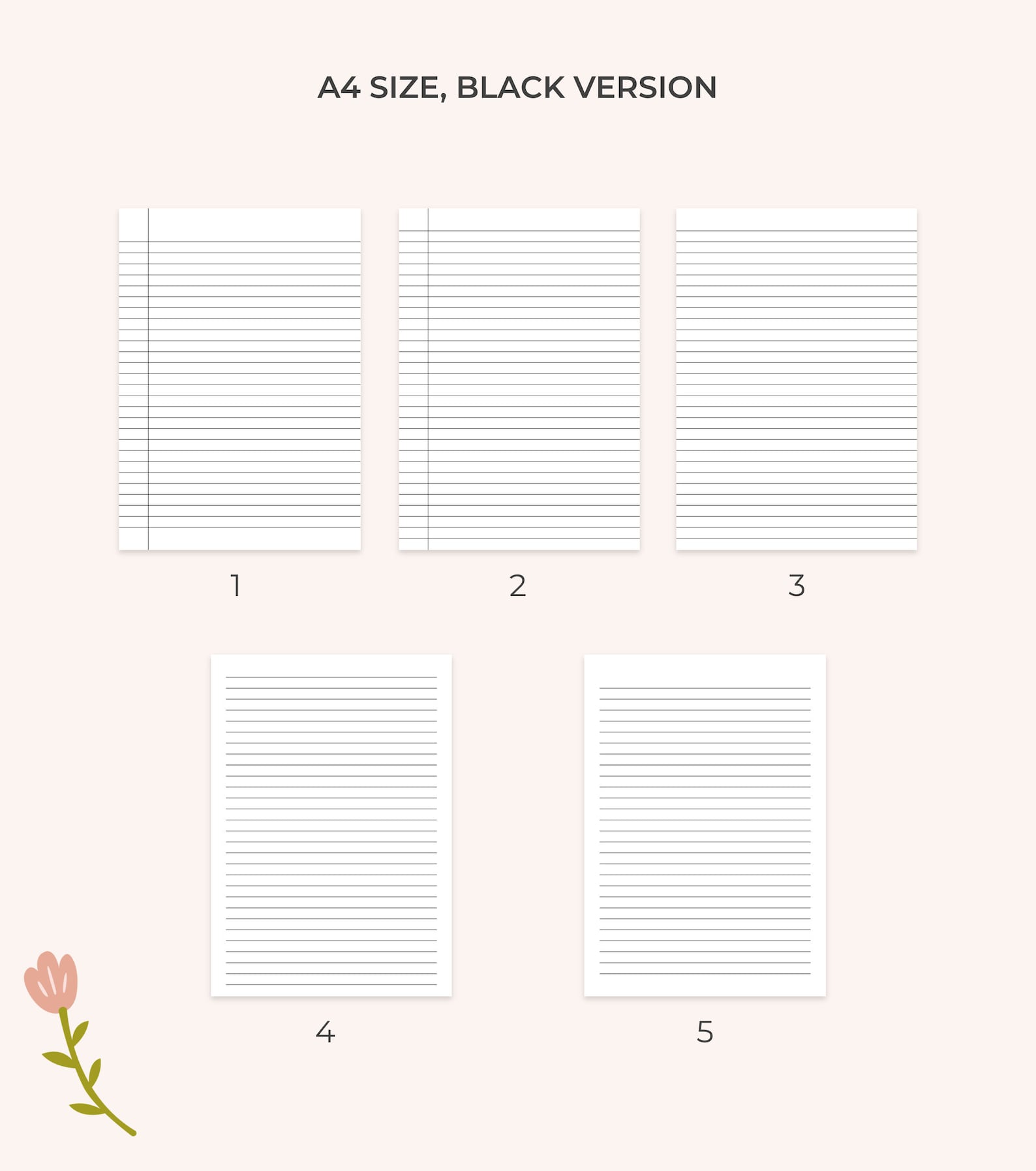 40 Printable Lined Paper PDF | A4, US Letter Size | Note Paper Template ...