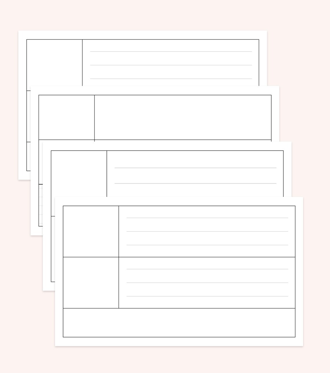 A4 Printable Note-taking Notecards for Studying | 5x3 | Study Note ...