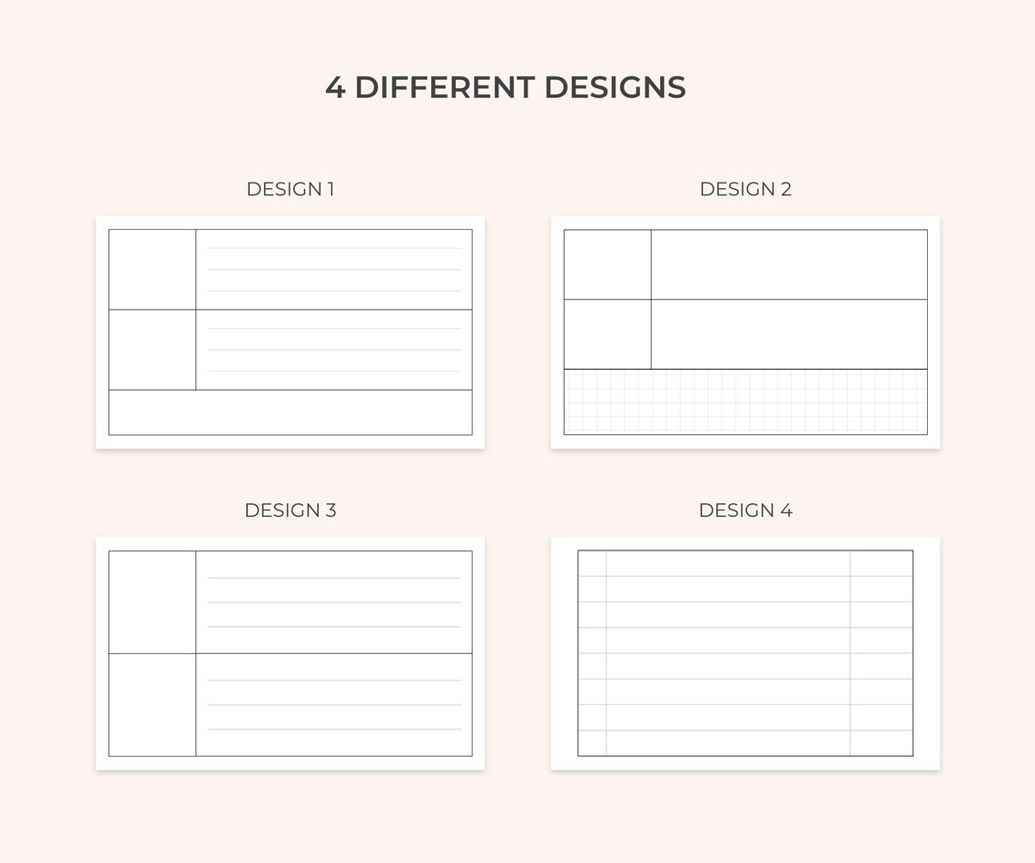 A4 Printable Note-taking Notecards for Studying | 5x3 | Study Note ...