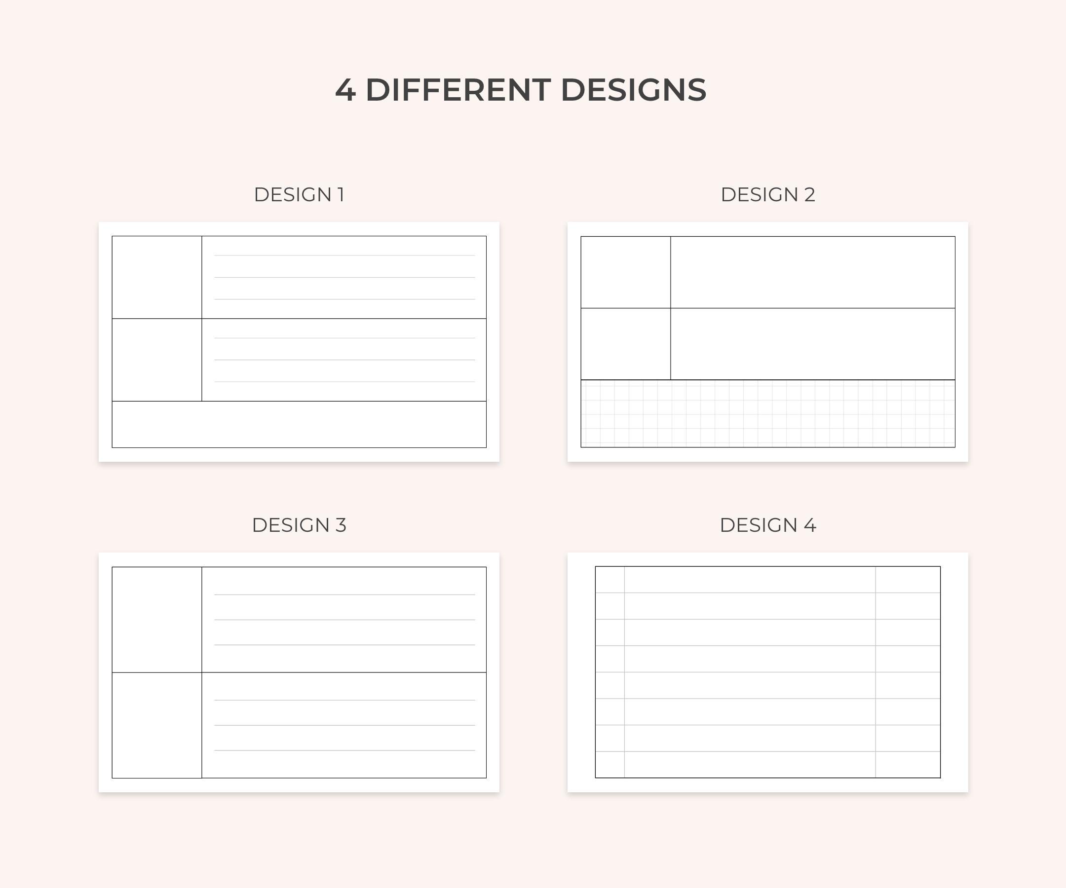 A4 Printable Note-taking Notecards for Studying | 5x3 | Study Note ...