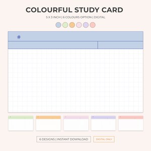 6 Digital Notecards for Studying Rainbow Index Cards Study Cards Blank ...