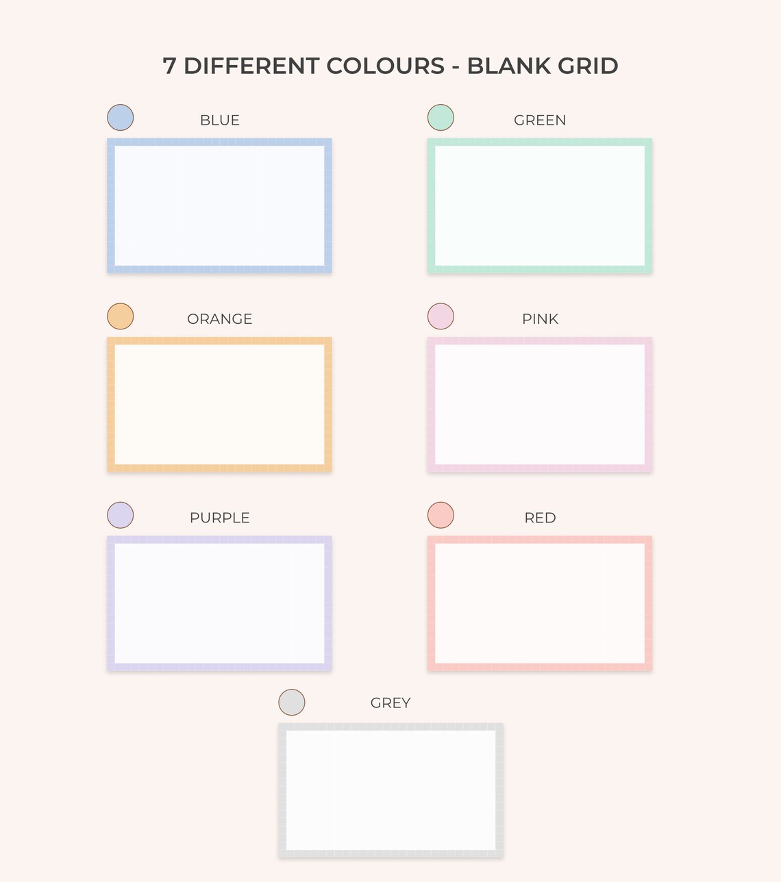 24 Pdfs A4 Printable Grid Notecards for Studying | Colour Index Cards ...