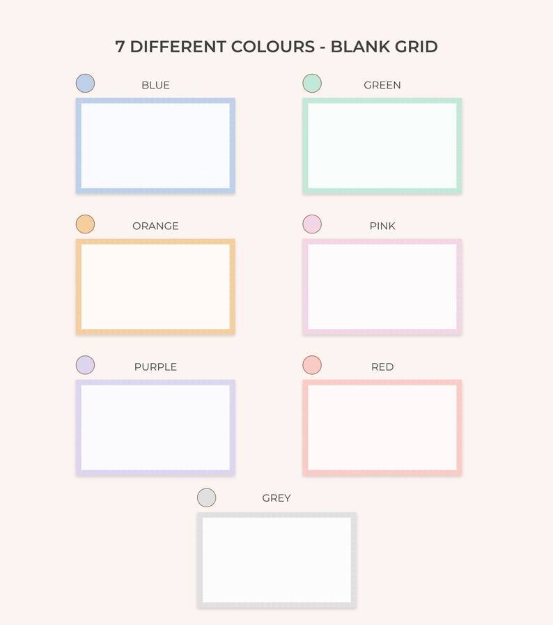 24 Pdfs A4 Printable Grid Notecards for Studying | Colour Index Cards ...