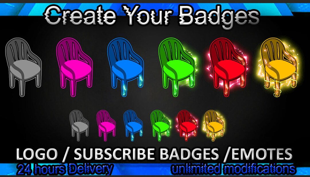 Chair Twitch Sub Badges, Chair Twitch Emotes/ Chair Badges for ...