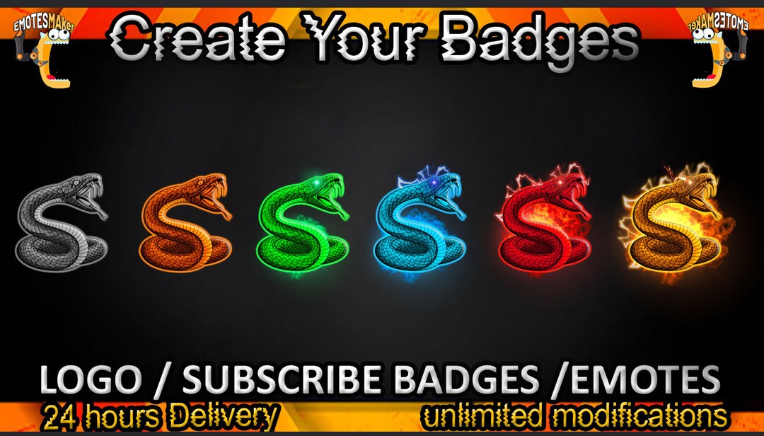 Snake Twitch Sub Badges, Snake Twitch Emotes/ Snake Badges for ...