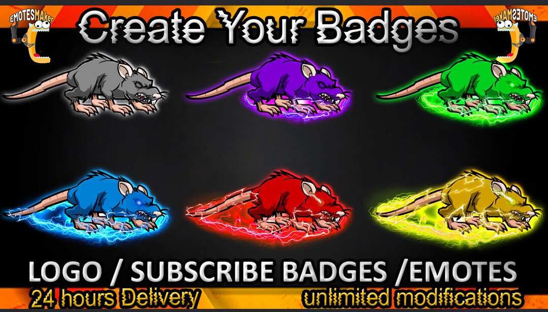 Rat Twitch Sub Badges, Rat Twitch Emotes/ Rat Badges for Streamers/ Rat ...