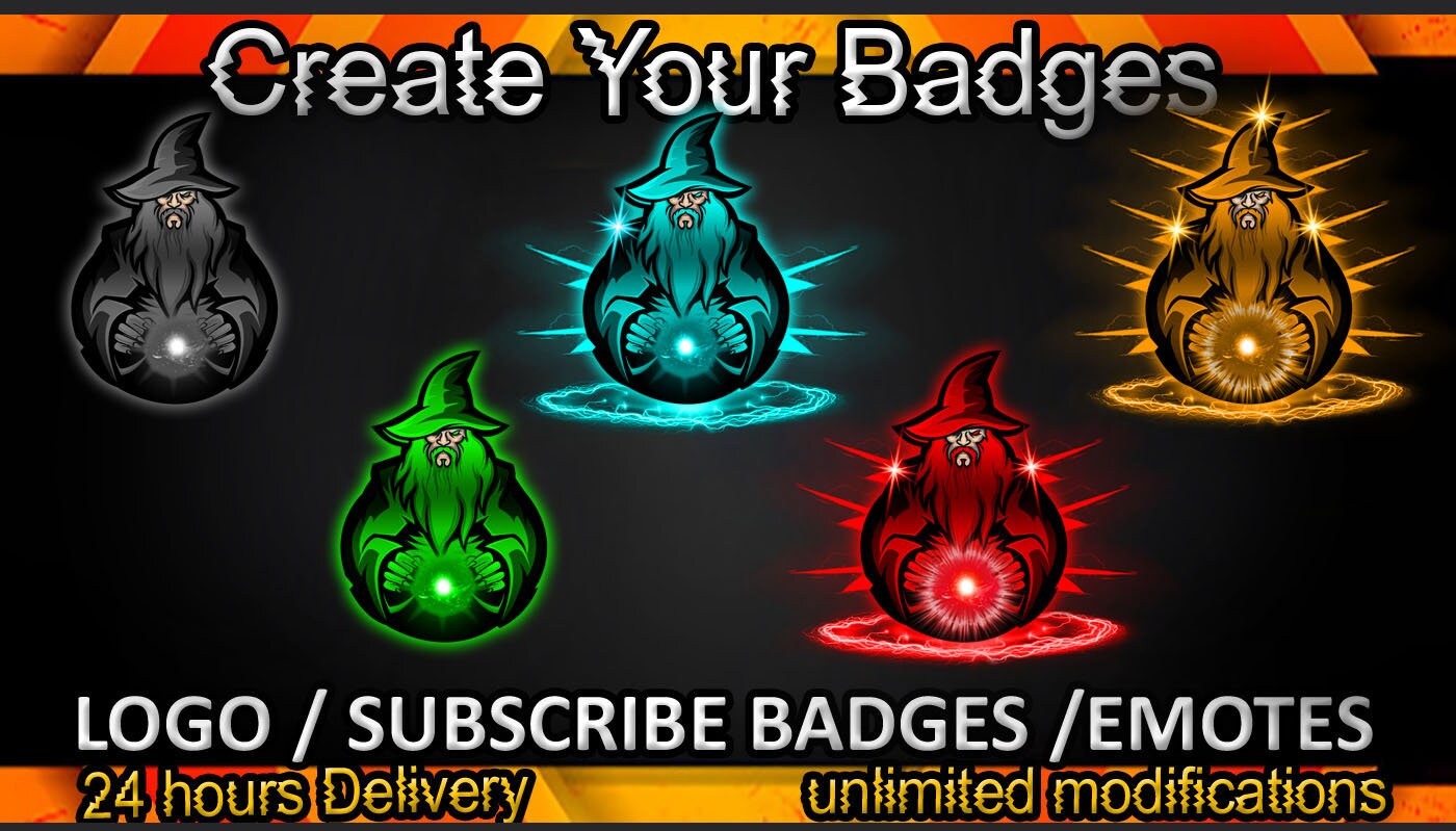 Wizard Twitch Sub Badges / Wizard Twitch Emotes / Wizard Badges for ...