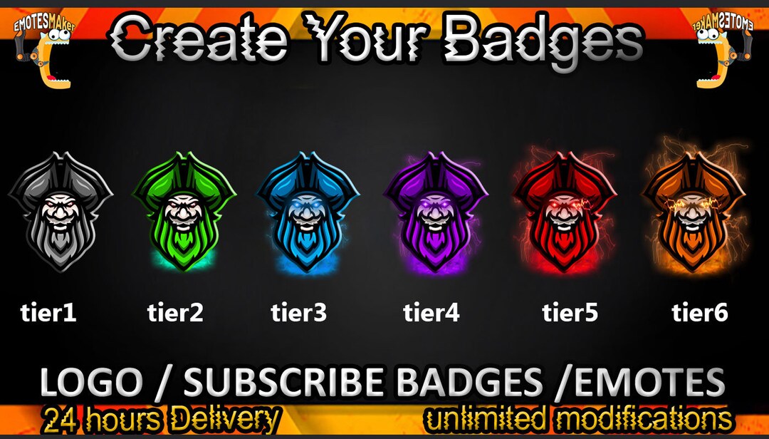 Pirate Twitch Sub Badges, Pirate Twitch Emotes/ Pirate Badges for ...
