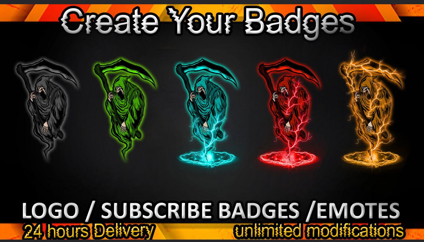 Grim Reaper Twitch Sub Badges / Grim Reaper Twitch Emotes / Grim Reaper ...