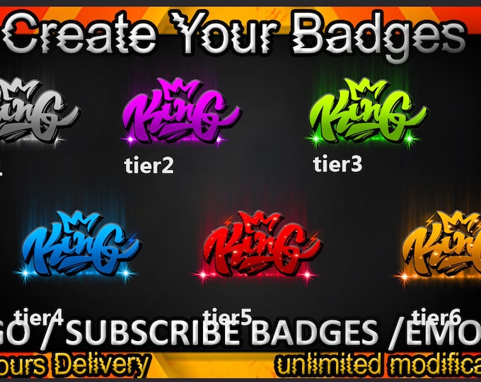 King Twitch Sub Badges, King Twitch Emotes/ King Badges for Streamers ...