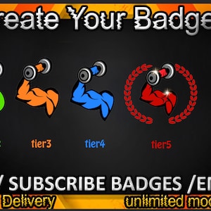 Muscle Twitch Sub Badges, Muscle Twitch Emotes/ Muscle Badges for ...