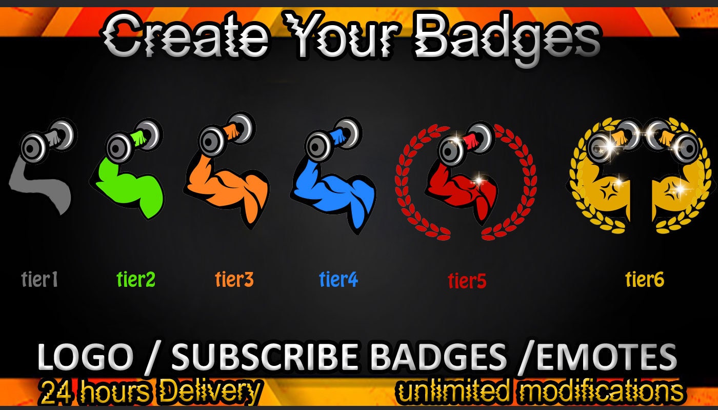 Muscle Twitch Sub Badges, Muscle Twitch Emotes/ Muscle Badges for ...