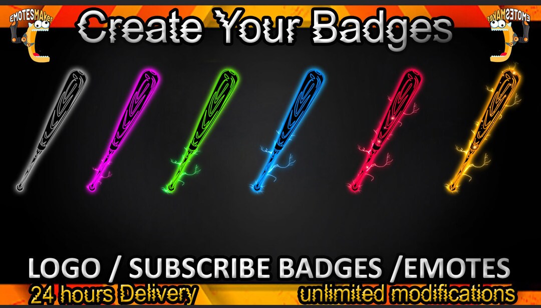Baseball Bat Twitch Sub Badges, Baseball Bat Twitch Emotes/ Baseball ...