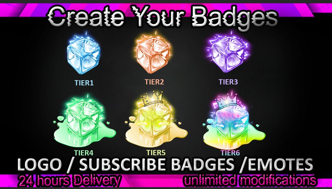 Ice Twitch Sub Badges, Ice Twitch Emotes/ Ice Badges for Streamers/ Ice ...