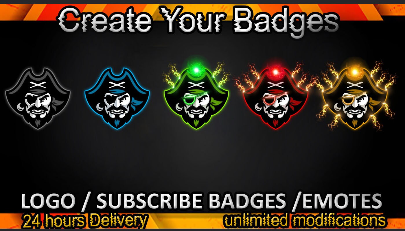 Pirate Logo Twitch Sub Badges / Pirate Logo Twitch Emotes / Pirate Logo ...