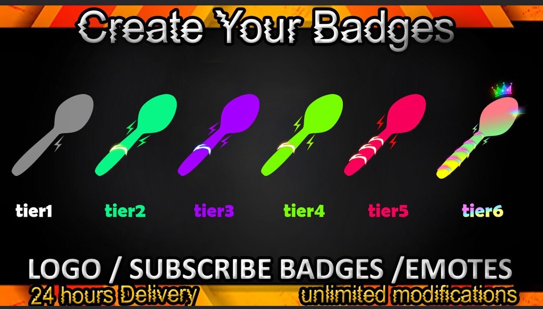 Spoon Twitch Sub Badges, Spoon Twitch Emotes/ Spoon Badges for ...